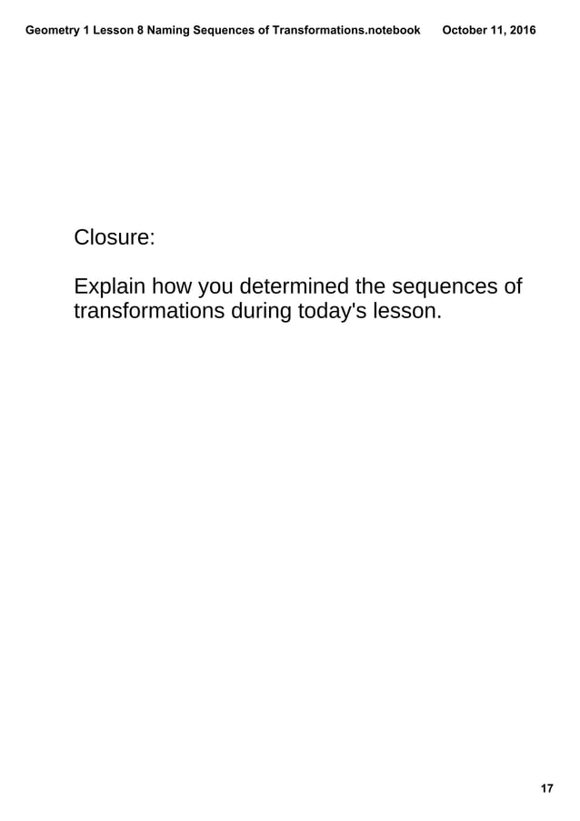 Geometry 1 lesson 8 naming sequences of transformations | PDF | Physics | Science