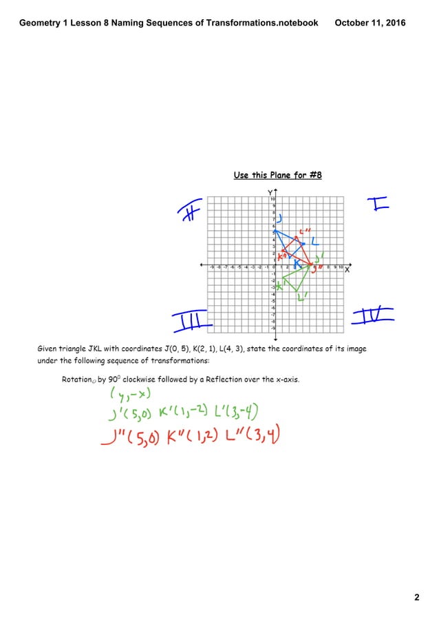 Geometry 1 lesson 8 naming sequences of transformations | PDF | Physics | Science