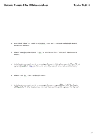 Geometry 1 lesson 9 day 1 dilations | PDF | Physics | Science