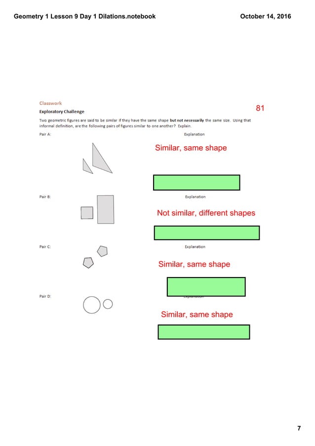 Geometry 1 lesson 9 day 1 dilations | PDF | Physics | Science