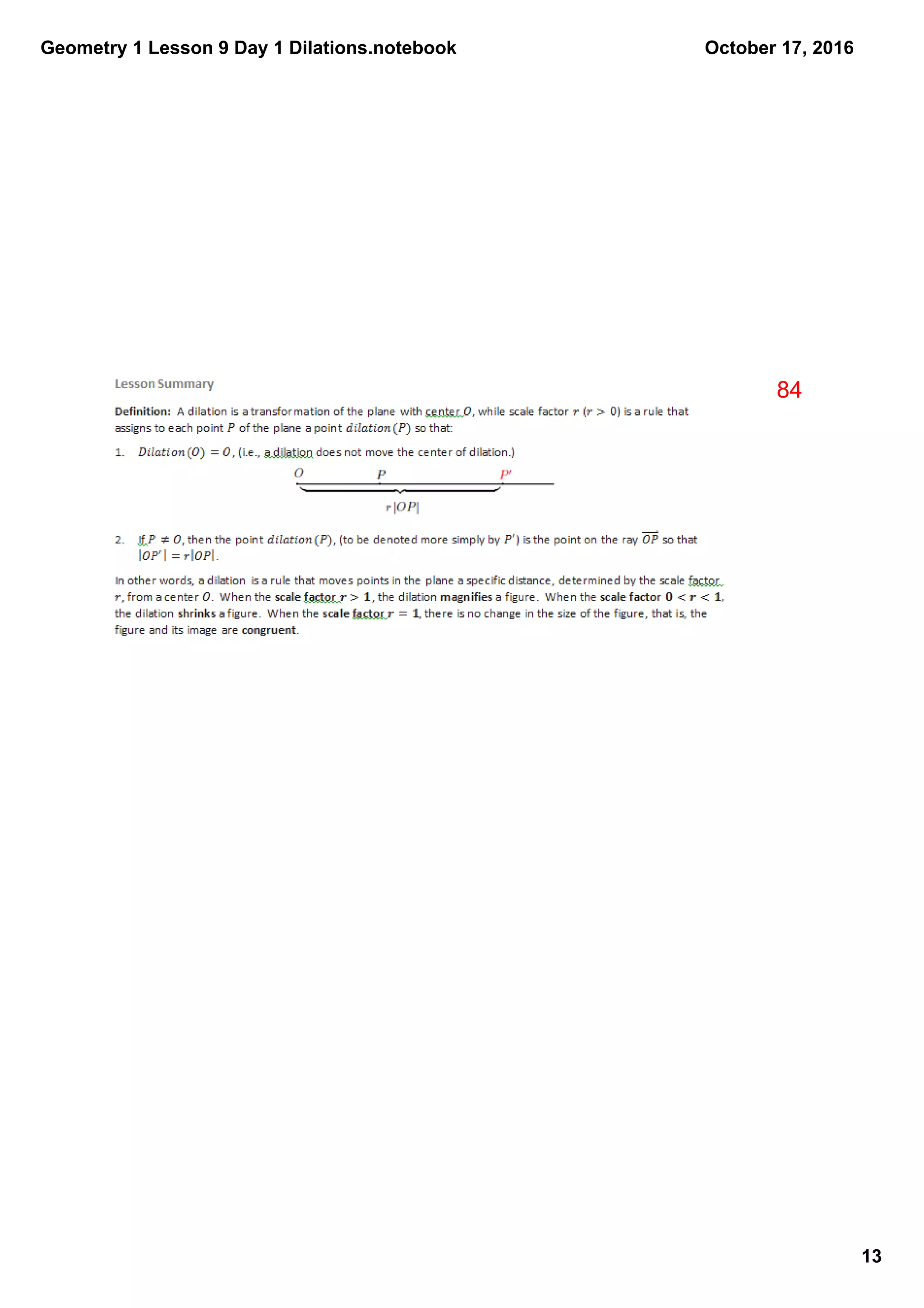 Geometry 1 lesson 9 day 1 dilations | PDF