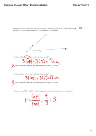 Geometry 1 lesson 9 day 1 dilations | PDF