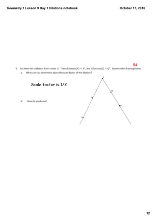 Geometry 1 lesson 9 day 1 dilations | PDF