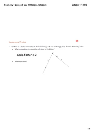 Geometry 1 lesson 9 day 1 dilations | PDF