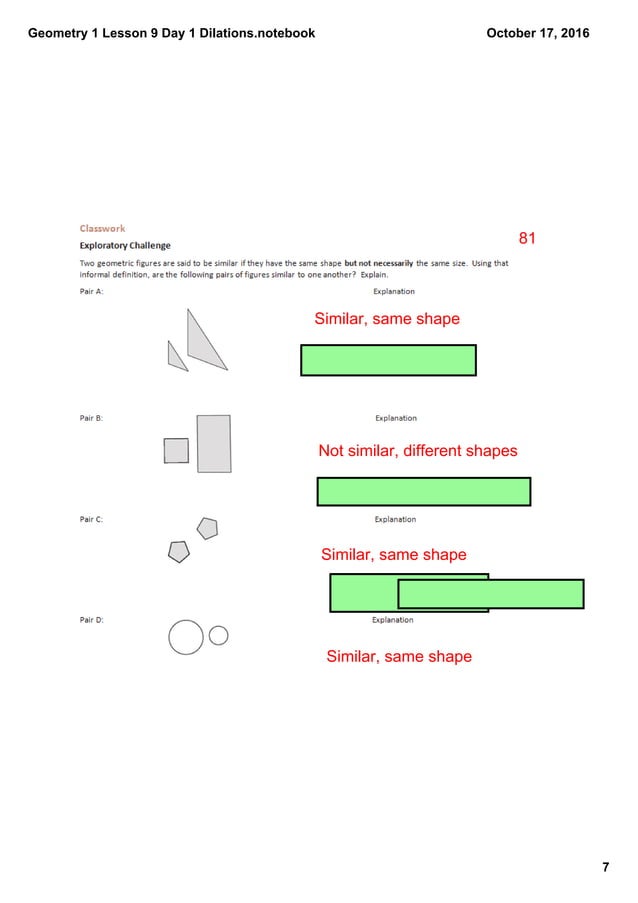 Geometry 1 lesson 9 day 1 dilations | PDF