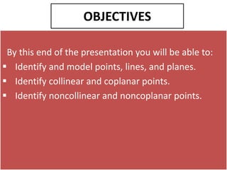 GEOMETRY: POINTS, LINES. PLANE | PPTX
