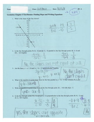 Geometry Chapter 3 Test Scores and Retake Test | PDF | Physics | Science