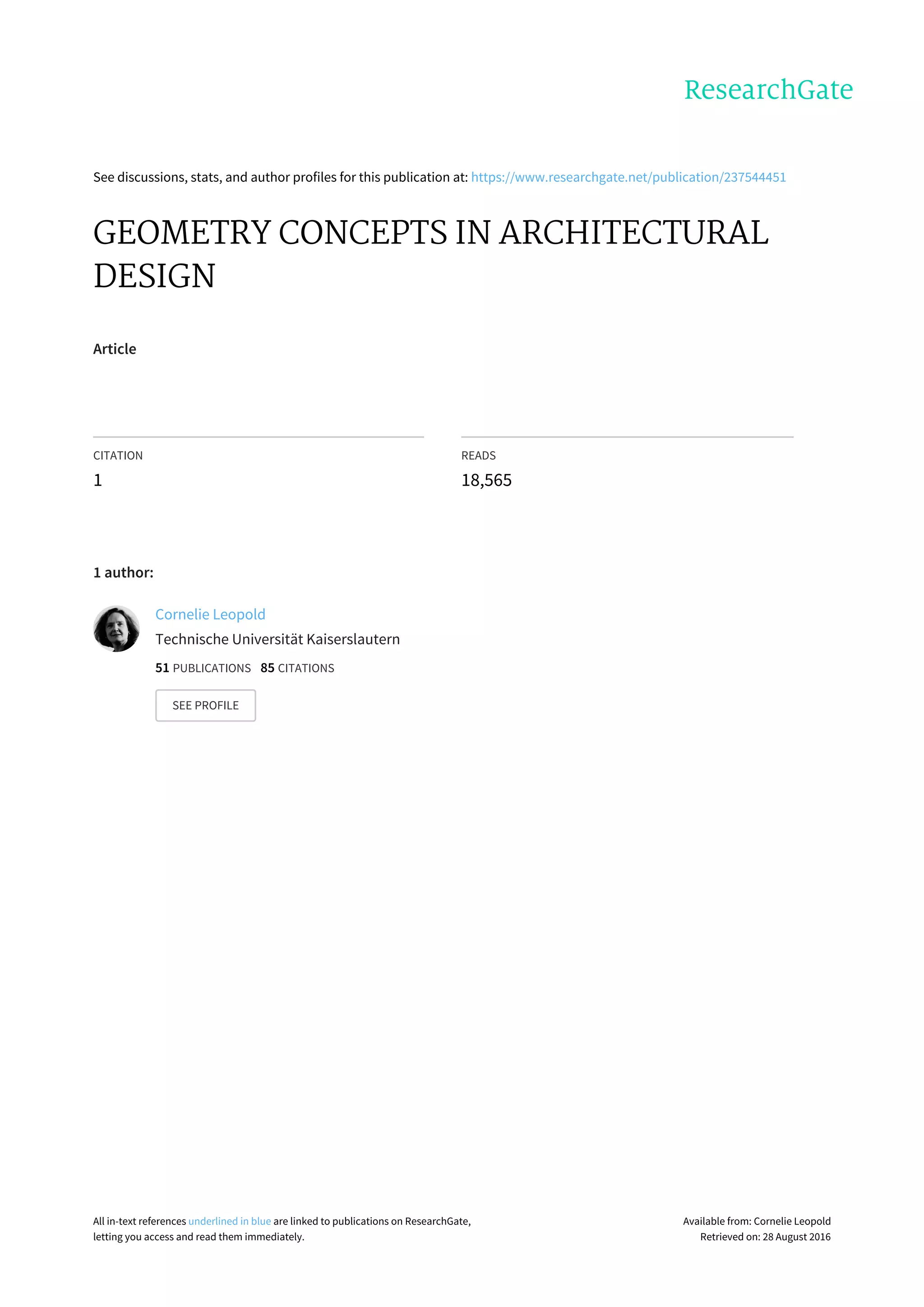 Geometry concepts in architectural design | PDF