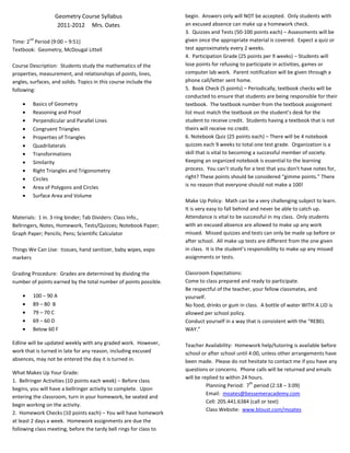 Gemetry Course Syllabus | PDF