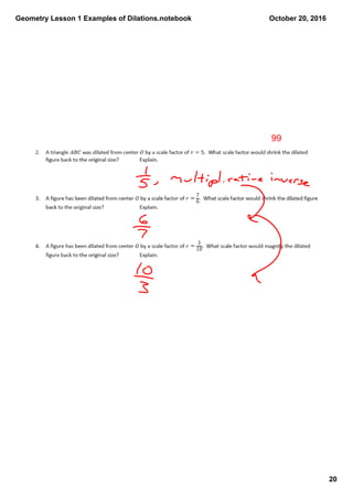 Geometry lesson 10 examples of dilations | PDF