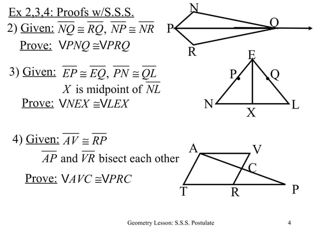 Geometry lesson13sss postulate | PPT