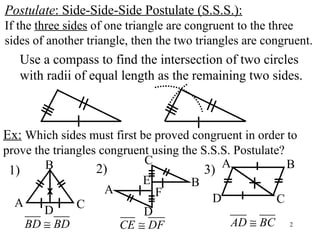 Geometry lesson13sss postulate | PPT