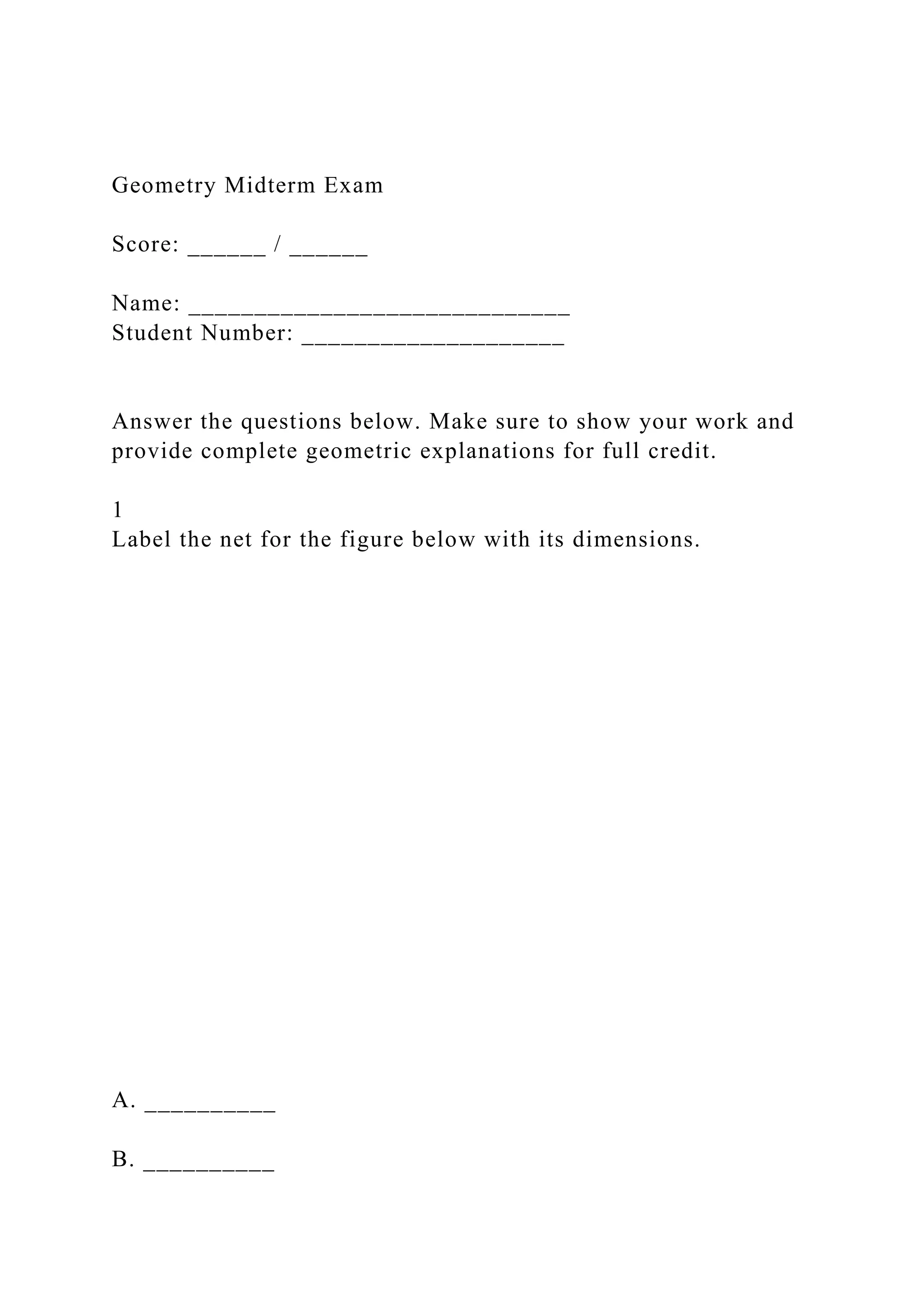 Geometry Midterm ExamScore ______ ______Name _________.docx