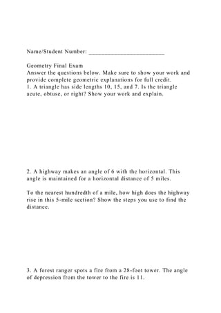 Geometry Midterm ExamScore ______ ______Name _________.docx