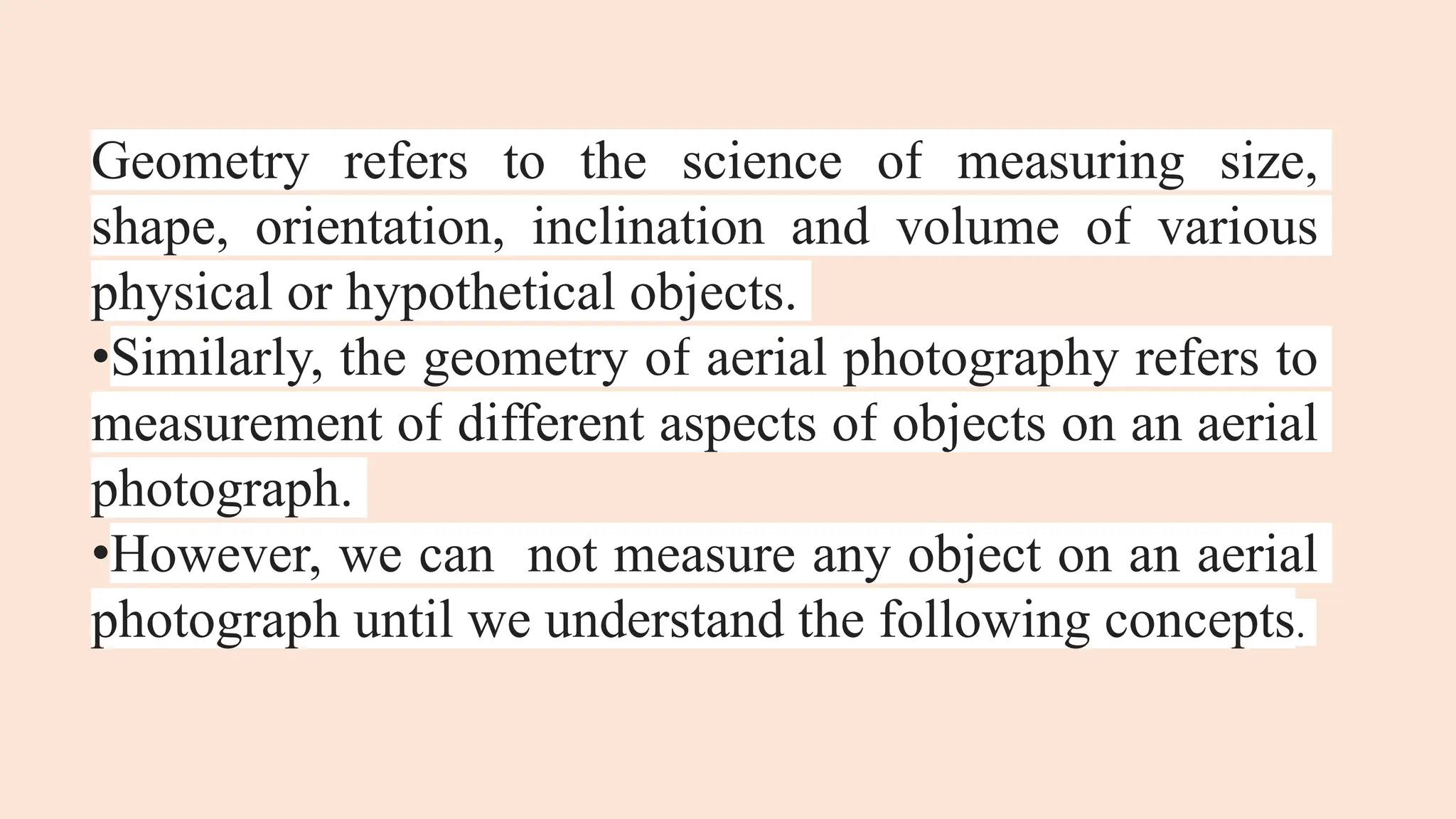Geometry and Projection of Aerial Photograph | PPTX