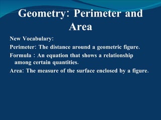 Geometry Perimeter And Area 1 | PPT