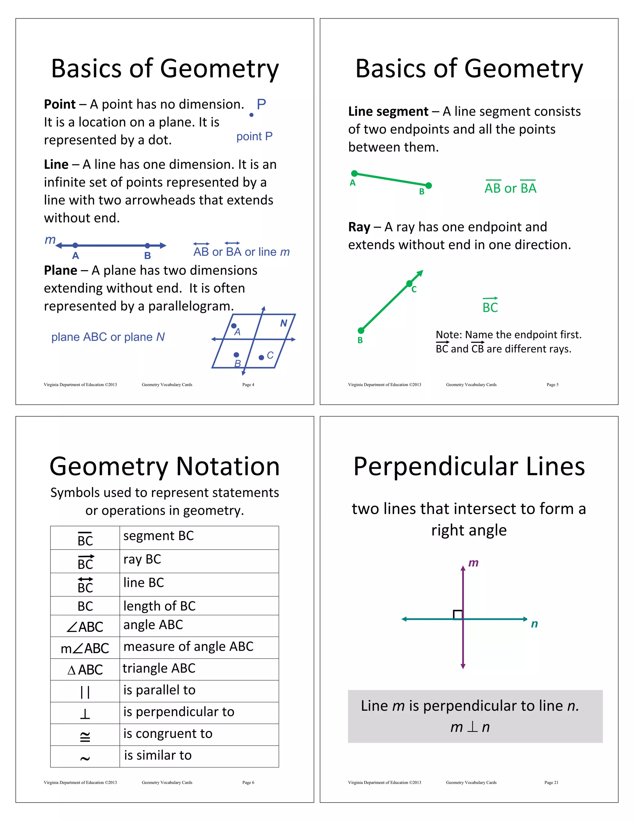 Geometry semester 1 vocabulary terms | PDF | 3-D Graphics | Computer ...