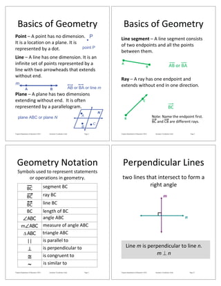Geometry semester 1 vocabulary terms | PDF | 3-D Graphics | Computer ...