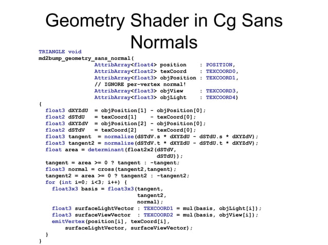 Geometry Shader-based Bump Mapping Setup | PPT