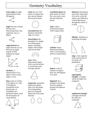 Geometry Circle Terms