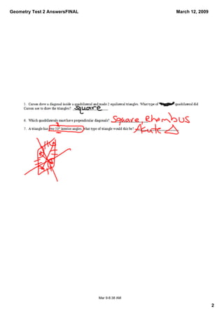 Geometry Test 2 Answers Final | PDF