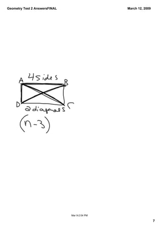 Geometry Test 2 Answers Final | PDF