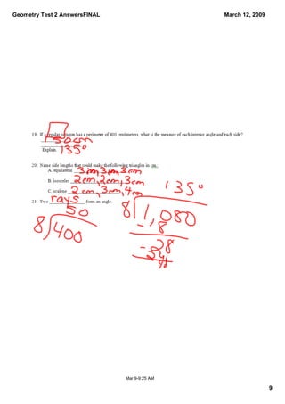 Geometry Test 2 Answers Final | PDF