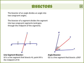 Segment Bisector Proofs
