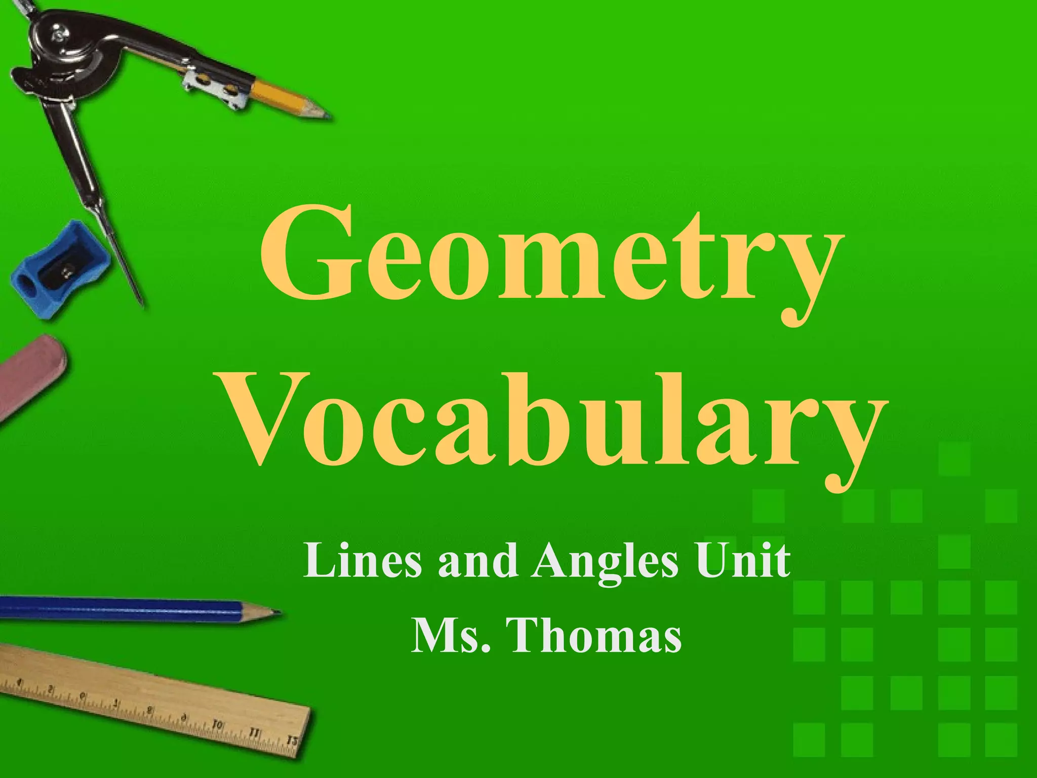 Geometry Vocabulary: Lines and Angles | PPT