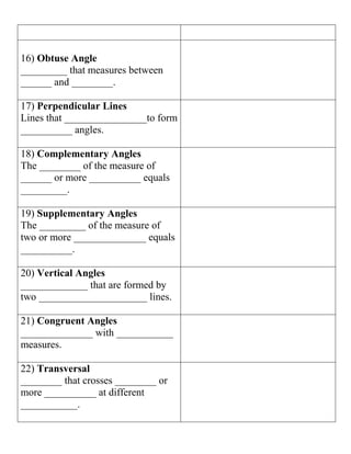 Geometry vocabulary | PDF