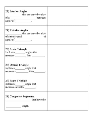Geometry vocabulary | PDF