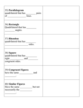 Geometry vocabulary | PDF