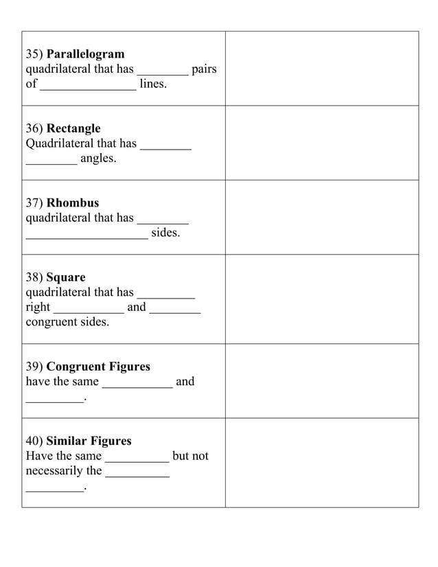 Geometry vocabulary | PDF