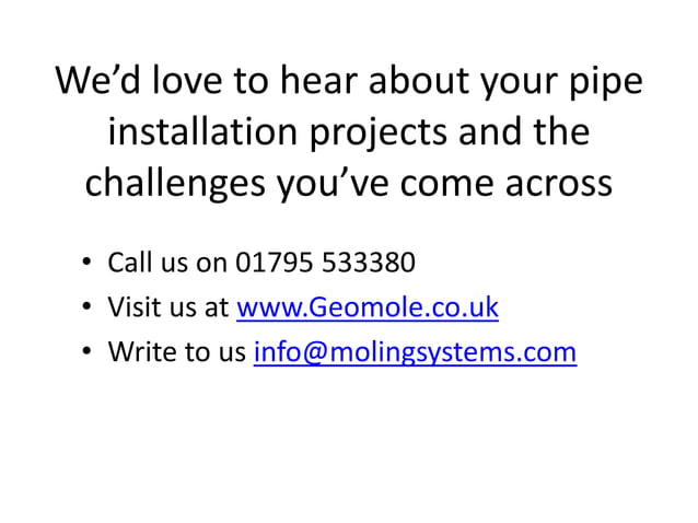 Geomole Moling System - Short Installation Guide | PPTX