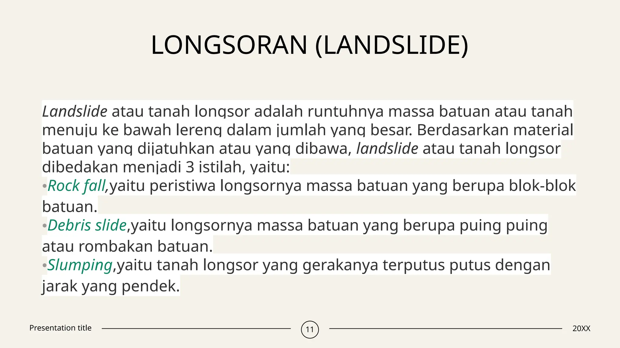 Geomorfologi 5-6 Mass Movement material pptx | PPTX