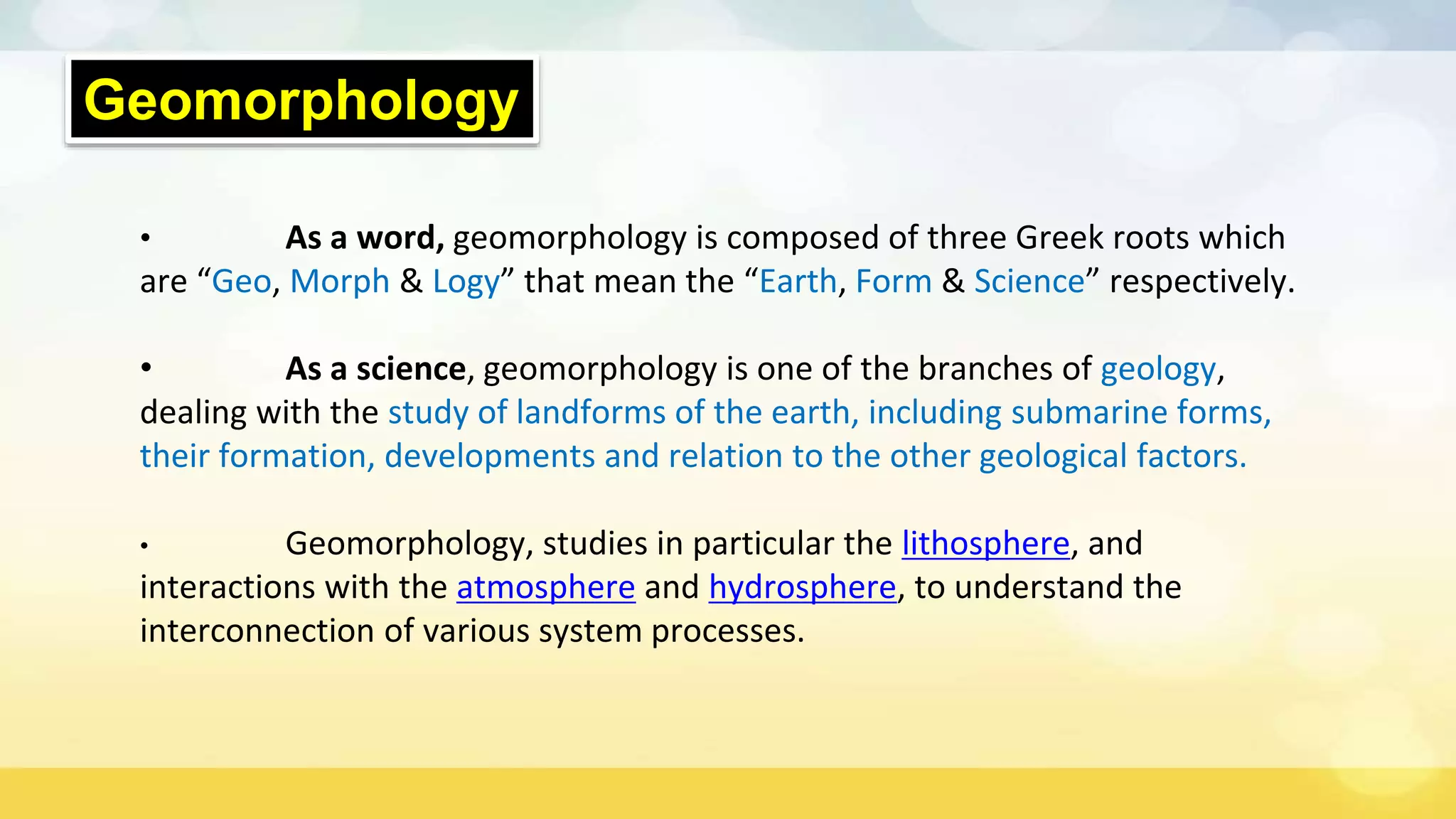 concepts of Geomorphology by Thornbury | PPTX