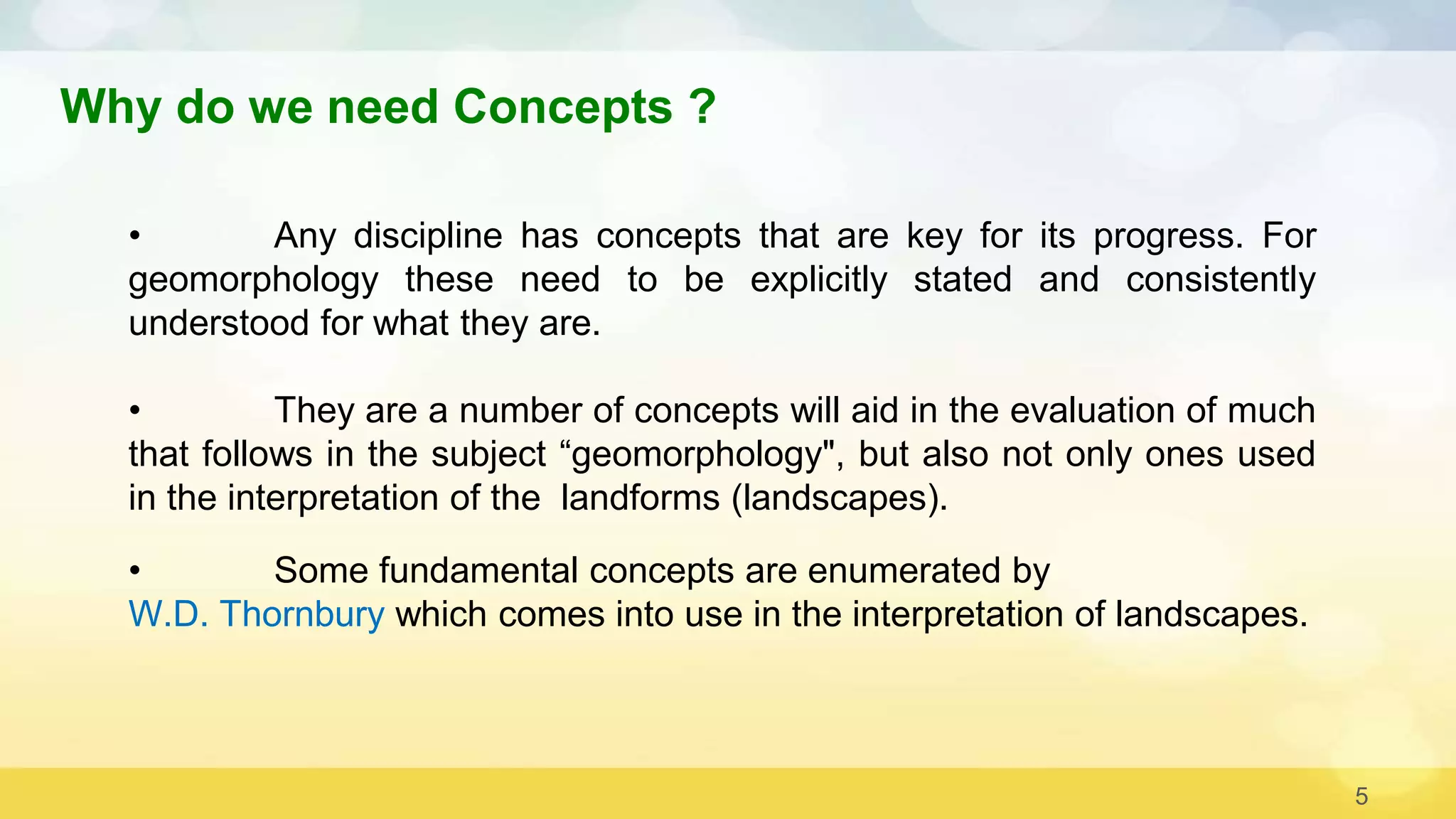concepts of Geomorphology by Thornbury | PPTX