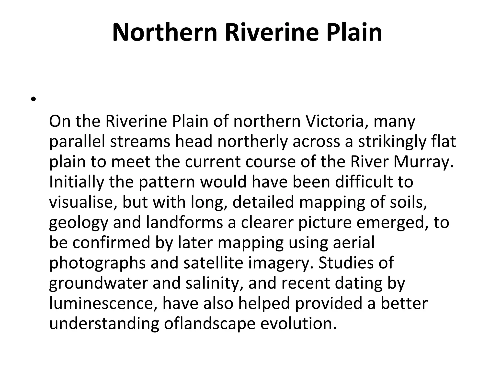 Geomorphology - irrigation on riverine plains | PPT