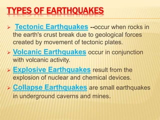 Types Of Earthquakes