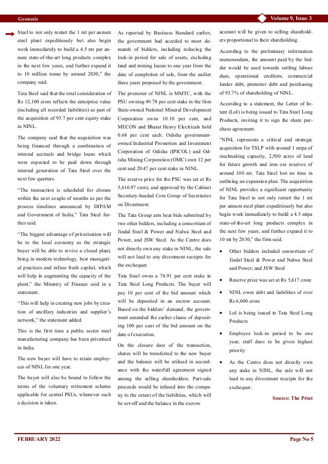 Geonesis February 2022 | PDF | Commodities | Economy