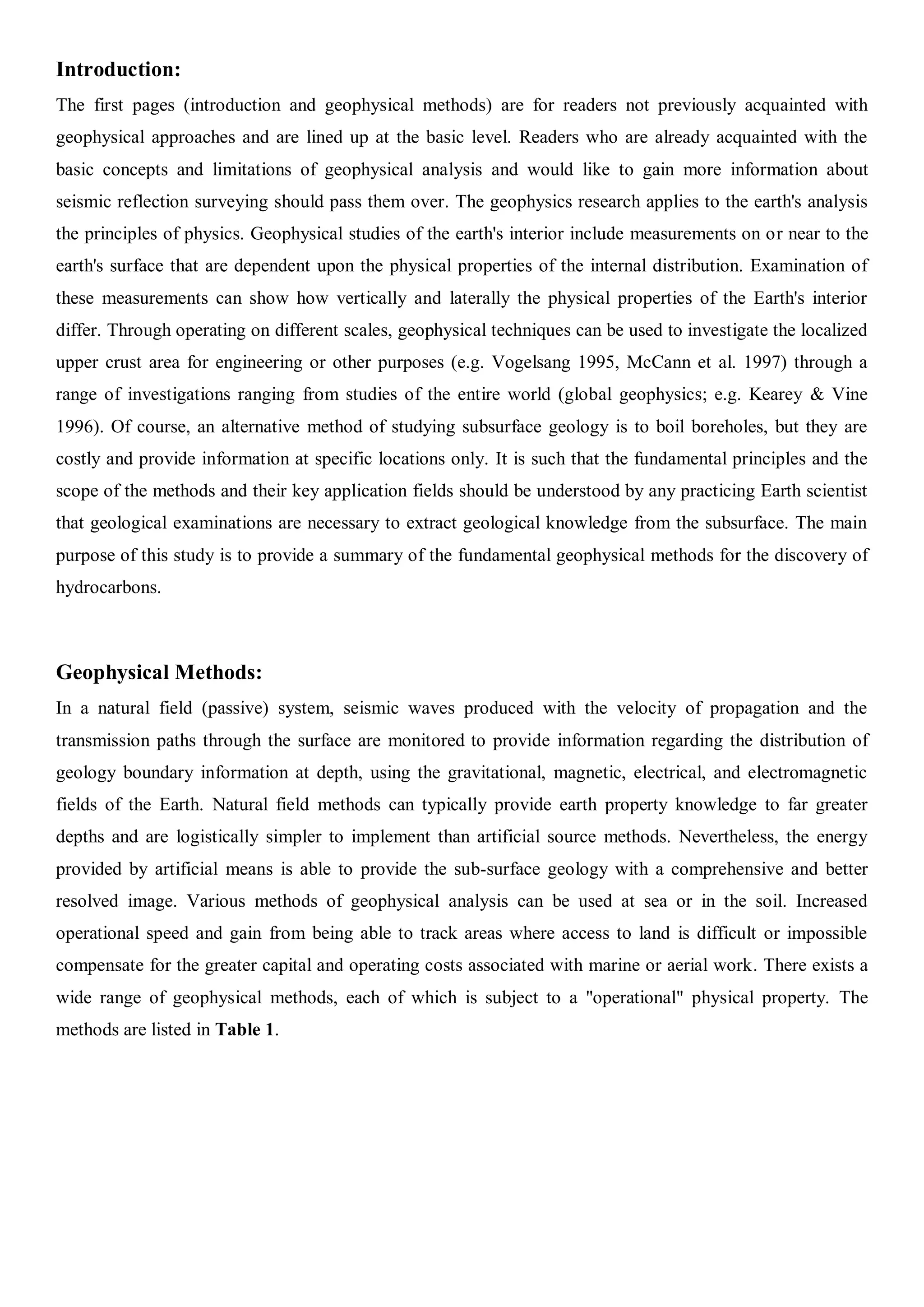 Geophysical methods in Hydrocarbon Exploration | PDF