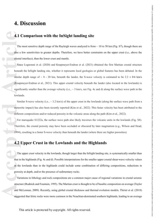 Different Martian Crustal Seismic Velocities across the Dichotomy ...