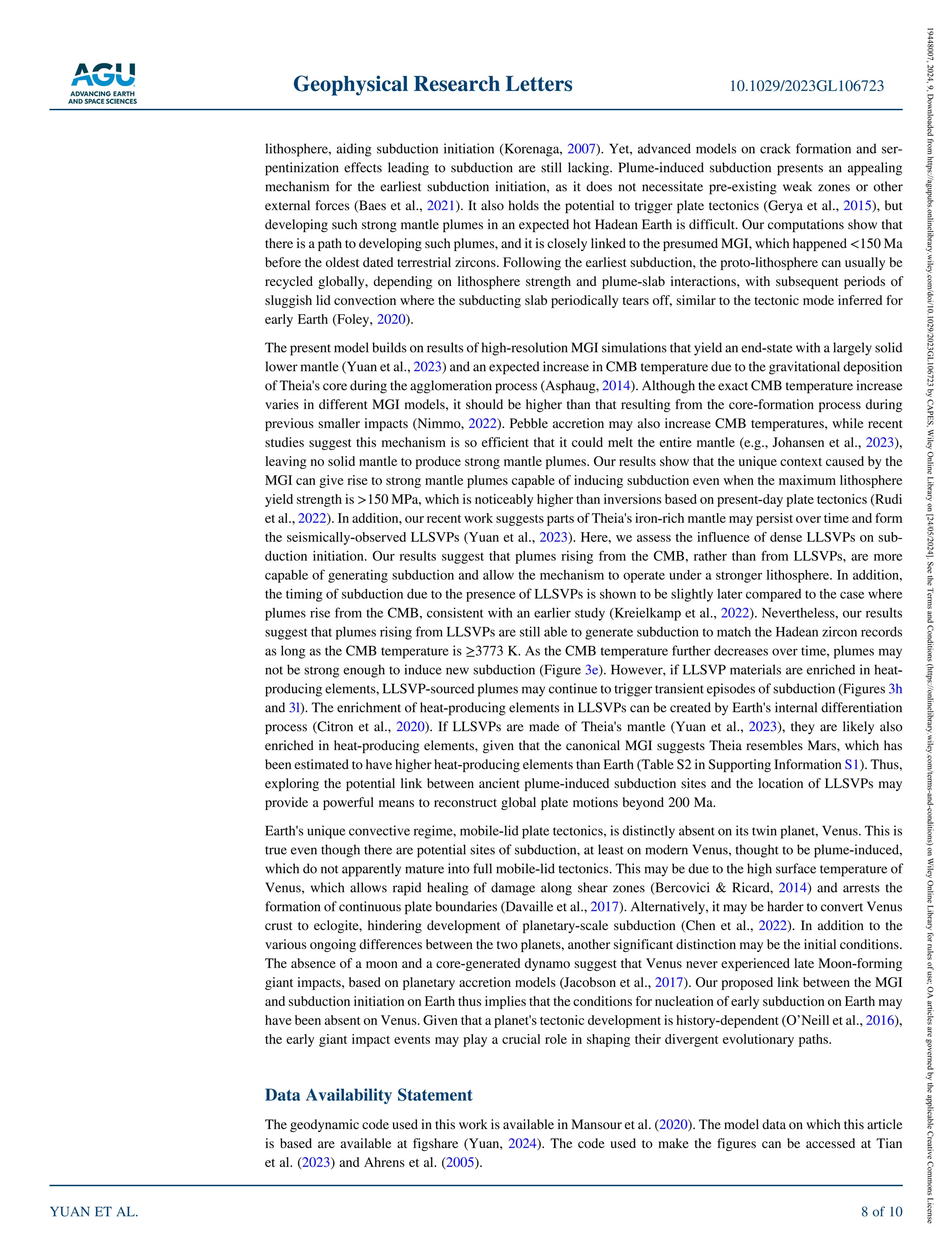 A Giant Impact Origin for the First Subduction on Earth | PDF
