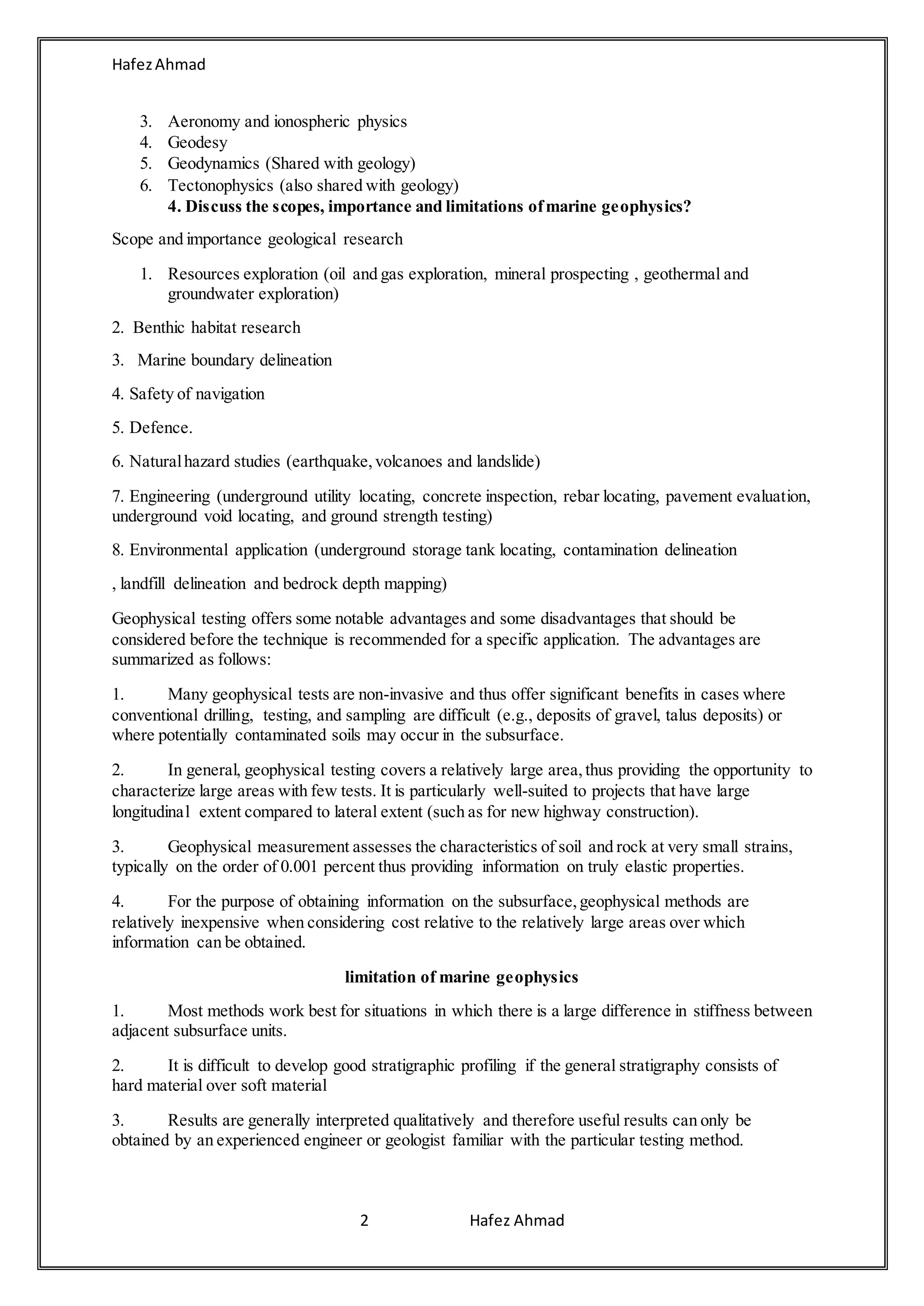 Marine Geophysics | DOCX
