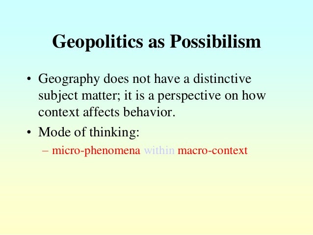 Possibilism Human Geography