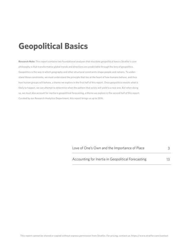 Geopolitical Basics: A Stratfor Report | PDF | Science