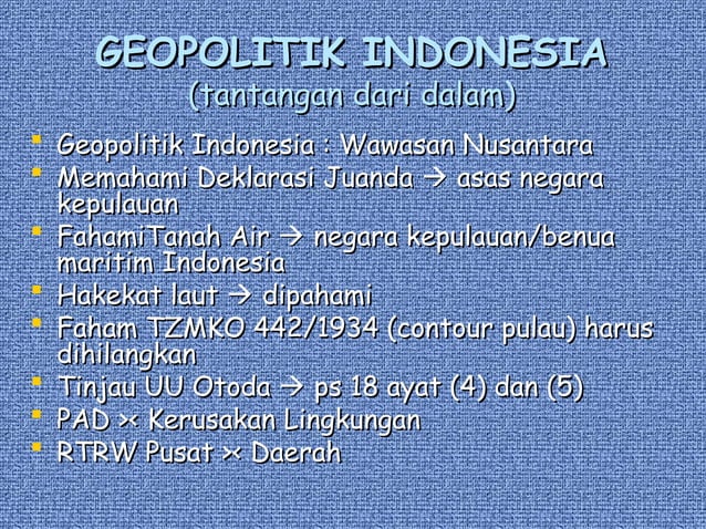 MATERI GEOPOLITIK DAN GEOSTRATEGI DI INDONESIA | PPT