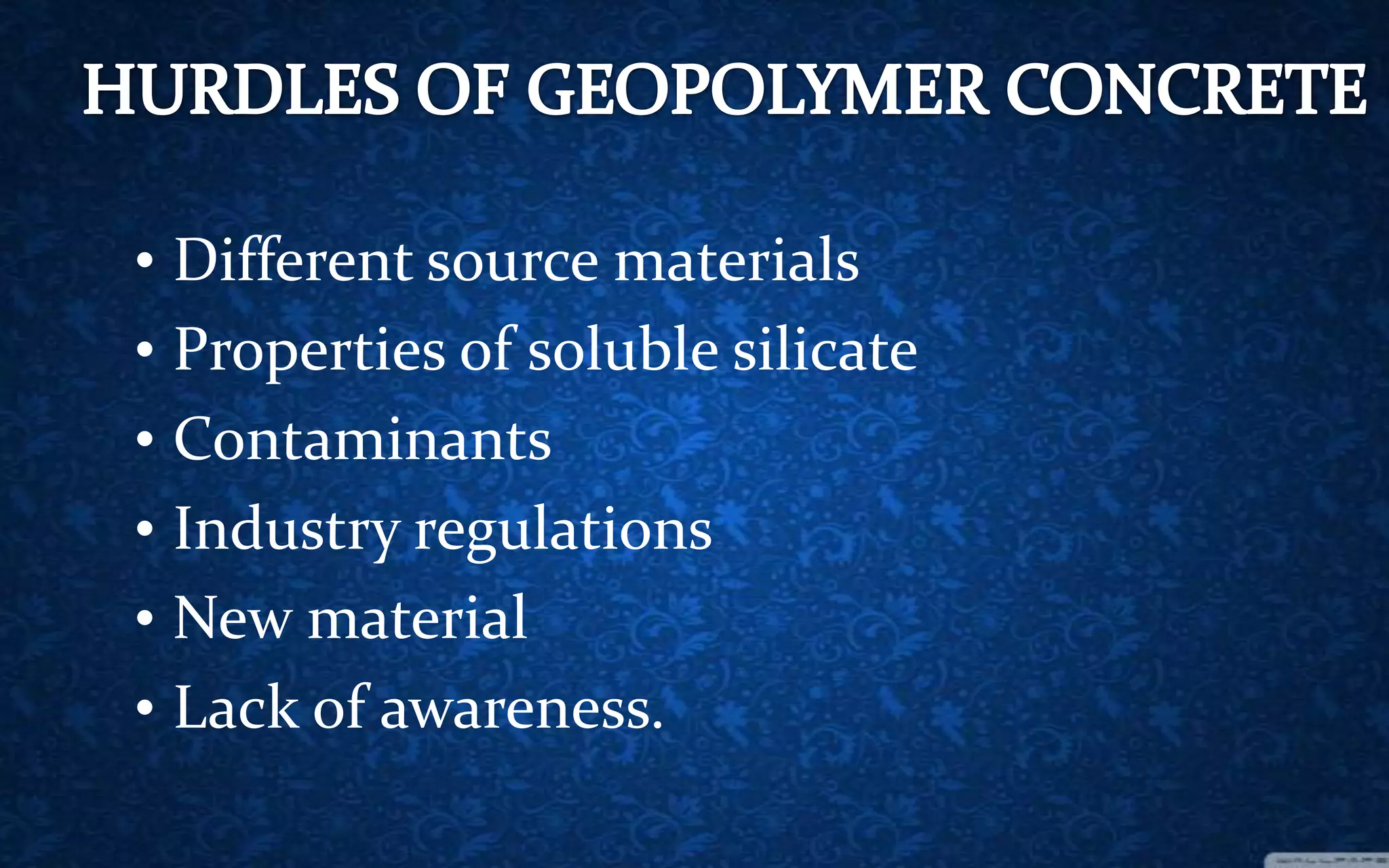 Geopolymer concrete | PPTX