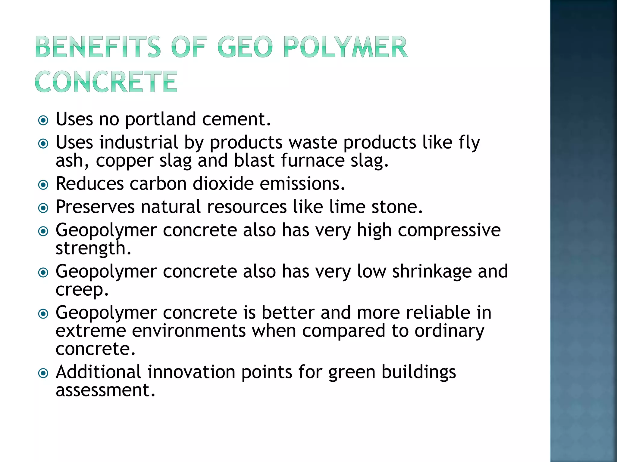 Basics of Geopolymer concrete | PPTX