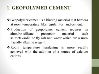 Geopolymeric Building Materials | PPTX